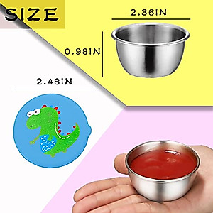 YZDTECH Salad Dressing Containers To Go, Reusable Small Containers with Lids, Stainless Steel Condiment Cup with dinosaur Leakproof Silicone Lids, Fits in Bento Box for Lunch