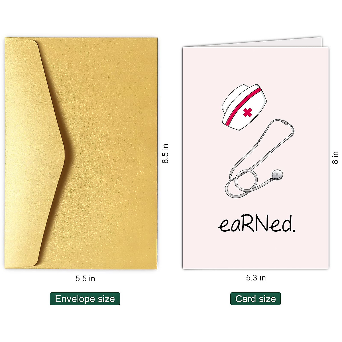 Chenive Funny Nurse Graduation Card, Nursing Graduate Greeting Card, Congratulation Card for New Registered Nurse, BSN RN Card, eaRNed