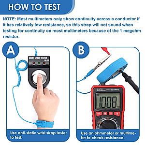STREBITO Anti Static Wrist Strap, 11" Antistatic Wrist Band Grounding Bracelet ESD Wrist Strap Adjustable wristband with Alligator Clip, Extra Long Cord for PC Computer Building Electronics Repair