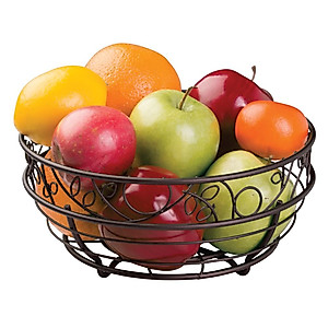 iDesign Twigz Wire Fruit Bowl Centerpiece for Kitchen and Dining Room Countertops, Tables, Buffets, Refrigerators, Bronze