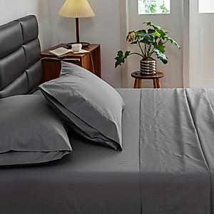 Cosybay Gray Polyester Full Size Sheet Set - Bedding Set with Cooling Effect, Extra Soft - Deep Pocket Up to 16 Inch - Wrinkle Free
