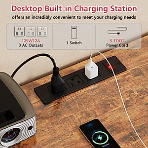 Furnulem Bedroom Dresser TV Stand with 8 Drawers, Long Chest of Drawers with Power Outlets Wood Desk Top - for Closet, Living Room Wide Storage Fabric Bins, Industrial Furniture (Rustic Brown)