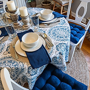 Barnett Home Decor Microsuede Royal Blue Dining Chair Pad with Ties - Standard Size 17 Chair Cushion - Latex Foam Fill Cushion, Reversible, Machine Washable - Microfiber Ultrasuede