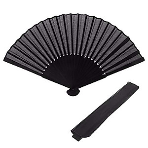PHONME Decorative Folding Fans Chinese Style Black Vintage Hand Fan Folding Fans Dance Wedding Party Favor Handheld Fans Elegant Hand Fans Vintage Style