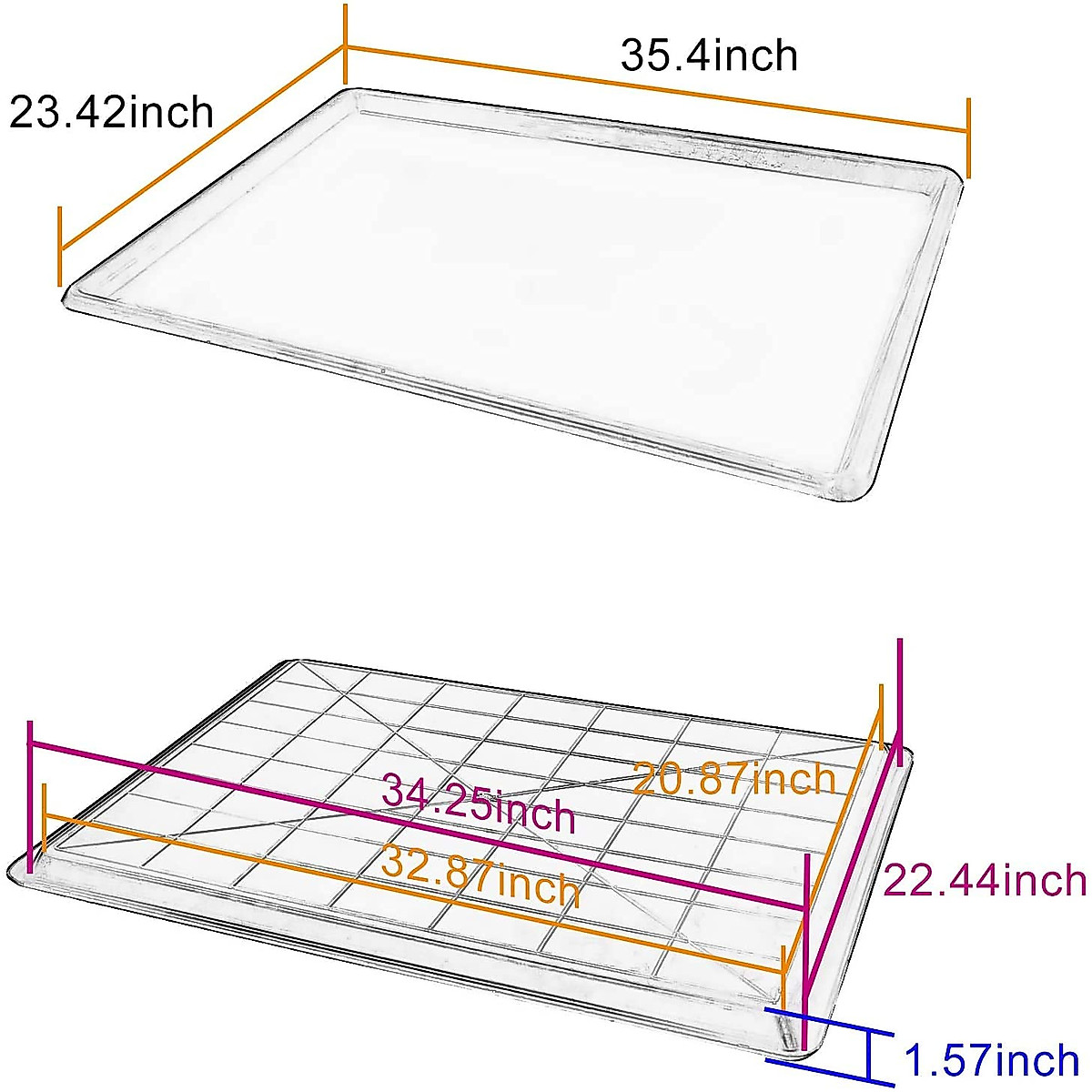 FarLargo 1pcs 35.4"x23.4" Replacement Tray for Dog Crate Plastic Cage Bottom Pan Multi-Purpose Boot Mat Shoe Tray Indoor Outdoor Waterproof, Dog and Cat Rabbit Food Bowls Floor Liners
