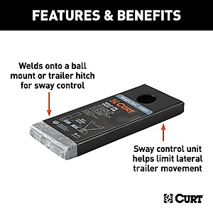 CURT 45822 Weld-On Anti-Sway Trailer Hitch Bar, 5/8-Inch Ball Hole