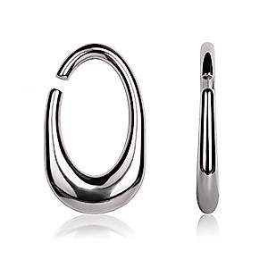 KUBOOZ Silver Stainless Steel Oval Ear Weights Tapers Stretched Hangers Heavy 6mm 2g