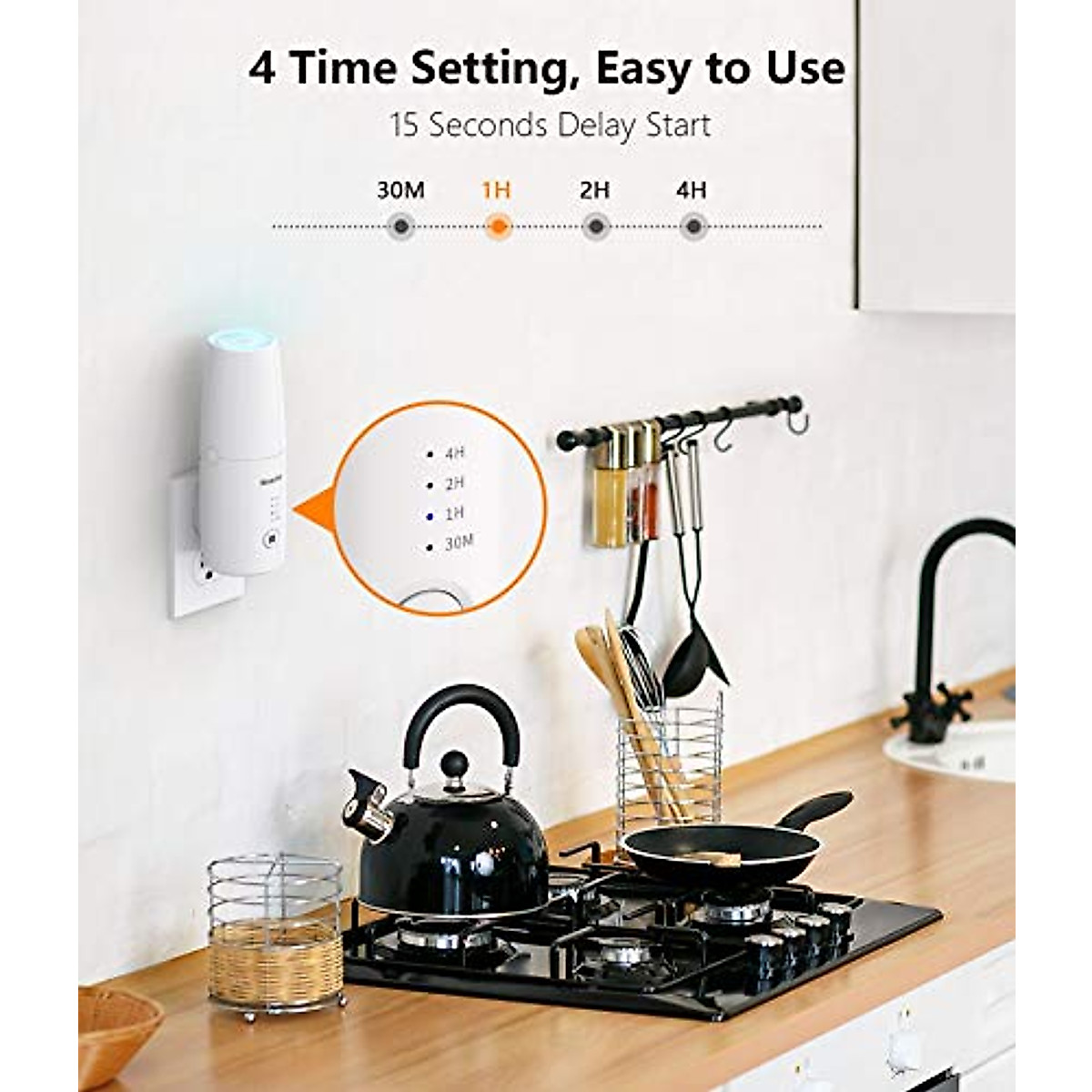 Plug In Air Purifiers for Home | UV Light Sanitation for Rooms | Ozone Deodorizer for Odor from Pets, Diapers, Room Freshener | Auto Mode 1h/2h/4h Timer