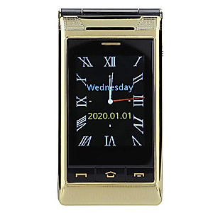 214 Flip Cell Phones,3G 128MB+64MB Dual Screen Unlocked Seniors Mobile Phone,2.6 in Large Screen Big Button Mobile Phone with 5900mah Large Battery,for Elderly,100-240V(Gold)