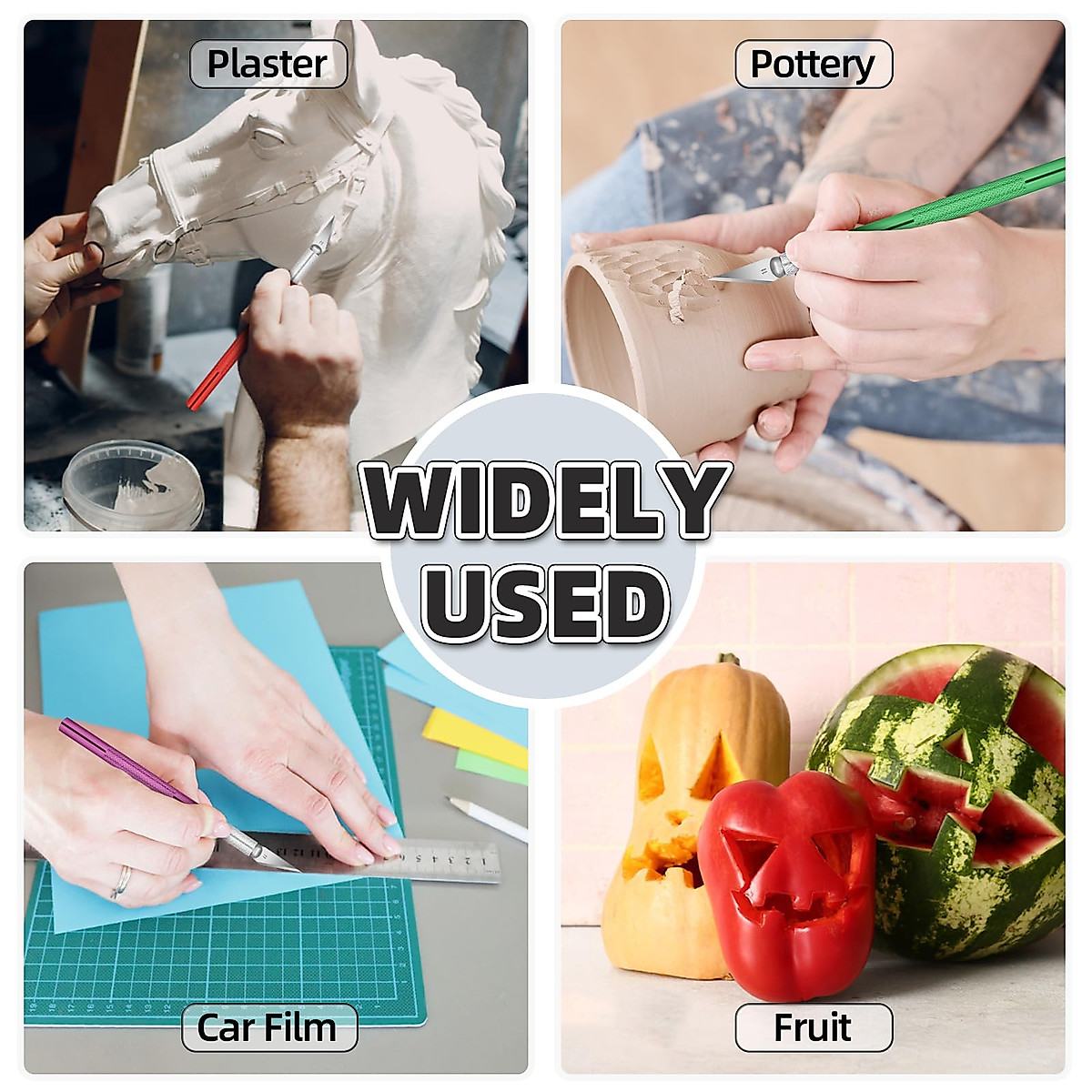 55 Pack Exacto Knife, Hobby Knife Set with 5 Craft Knives and 50 Precision Knife Blades(#11) for Art,Scrapbooking,Carving, DIY, Cutting, Stenciling by EGYPAMID