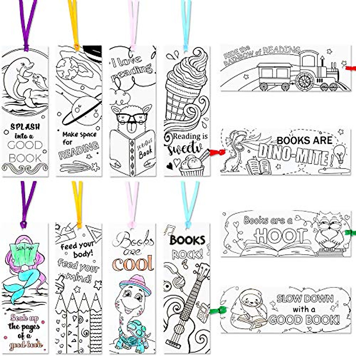 Color Your Own Bookmarks DIY Bookmarks Coloring Paper Bookmarks for Teachers Students Classroom Rewards Supplies (60)