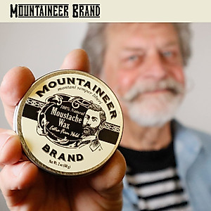 Mountaineer Brand Mustache Wax for Men | 100% Natural Beeswax/Plant Based Oils | Grooming Beard Moustache Wax Tin | Lasting Hold | Smooth, Condition, Styling Balm | Original Blend Scent 2oz