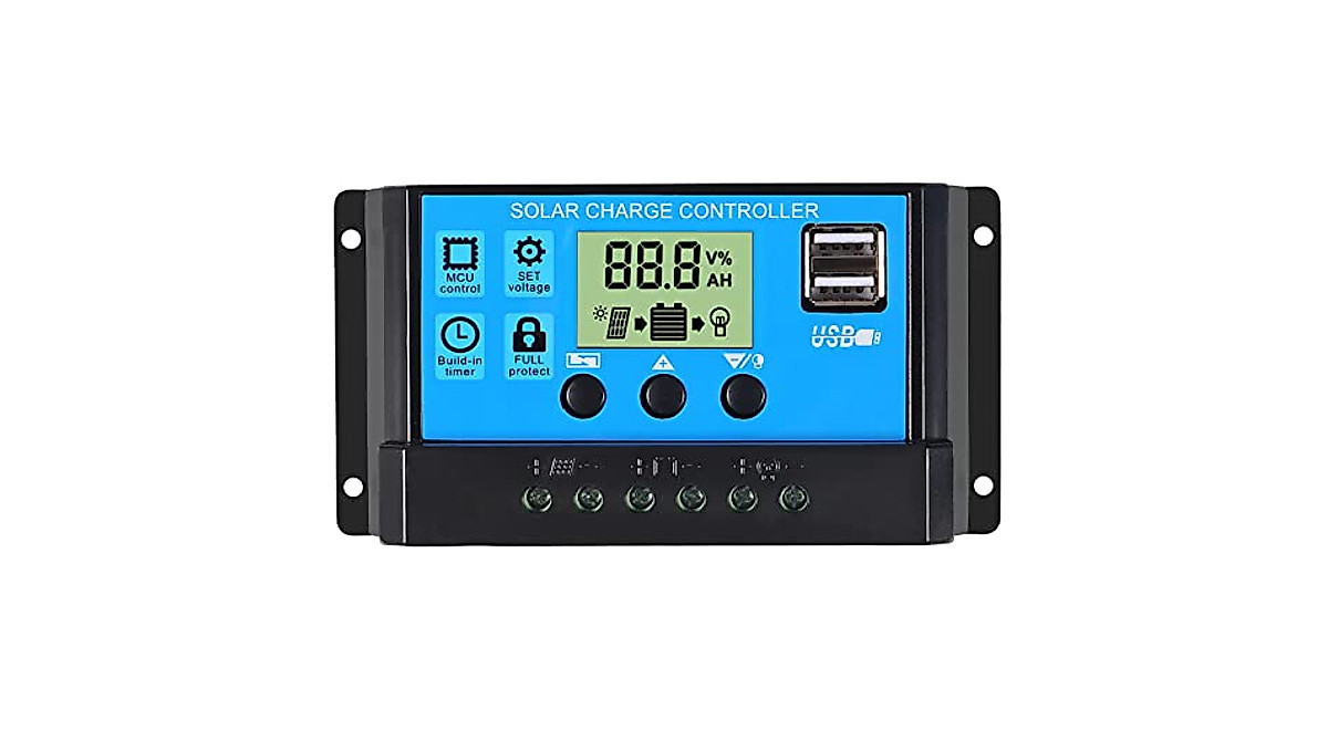 30A Solar Charge Controller 12V/24V with Dual USB and LCD Display