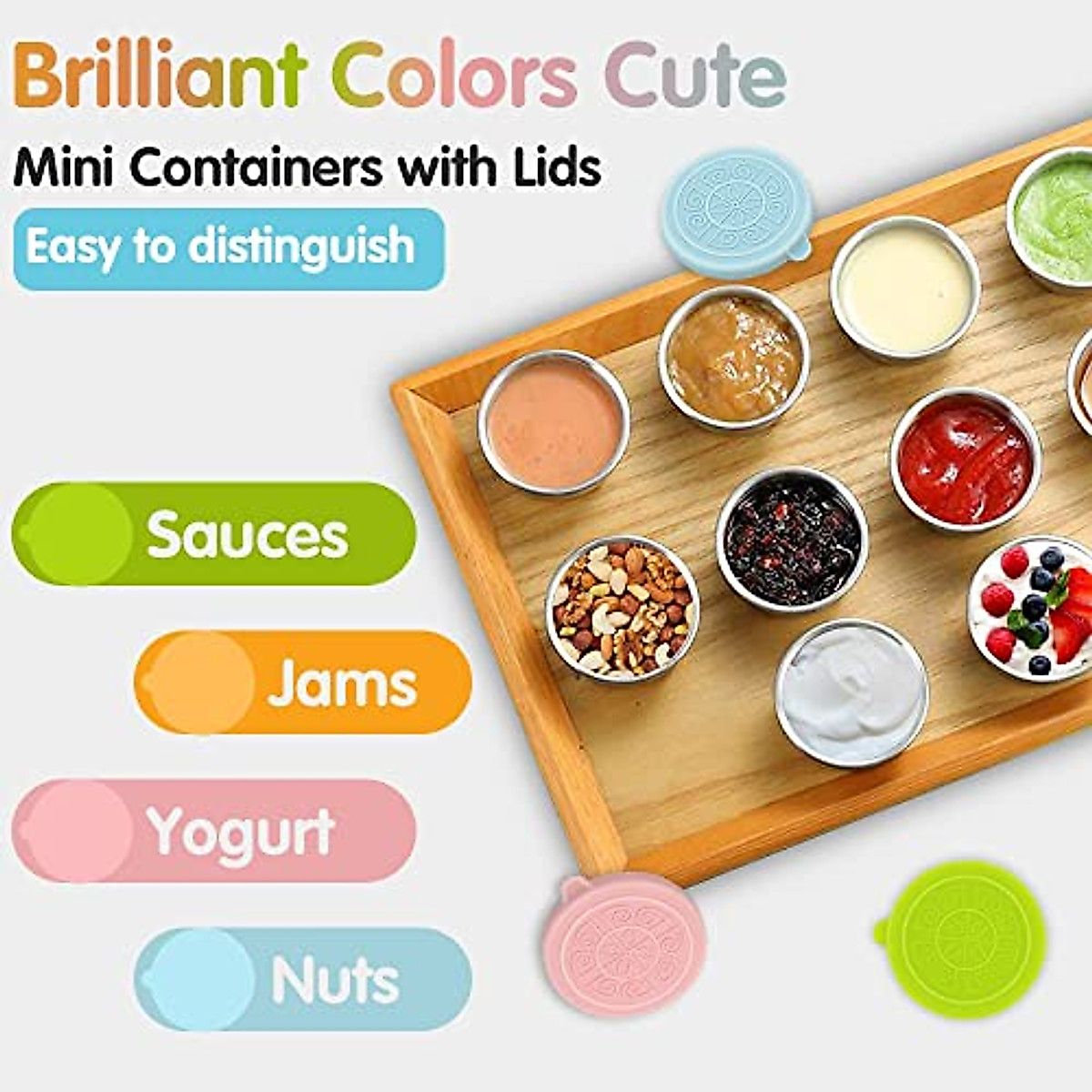 Salad Dressing Containers To Go, 3x1.7oz Small Stainless Steel Condiment Containers with Lids, Leakproof Dip Containers, Reusable Mini Sauce Container, Premium Silicone Lids Dipping Sauce Cups