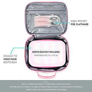 mibasies Kids Lunch Bag for Girls Toddler Sparkle Lunch Box for School Travel, Pink Blue Rainbow