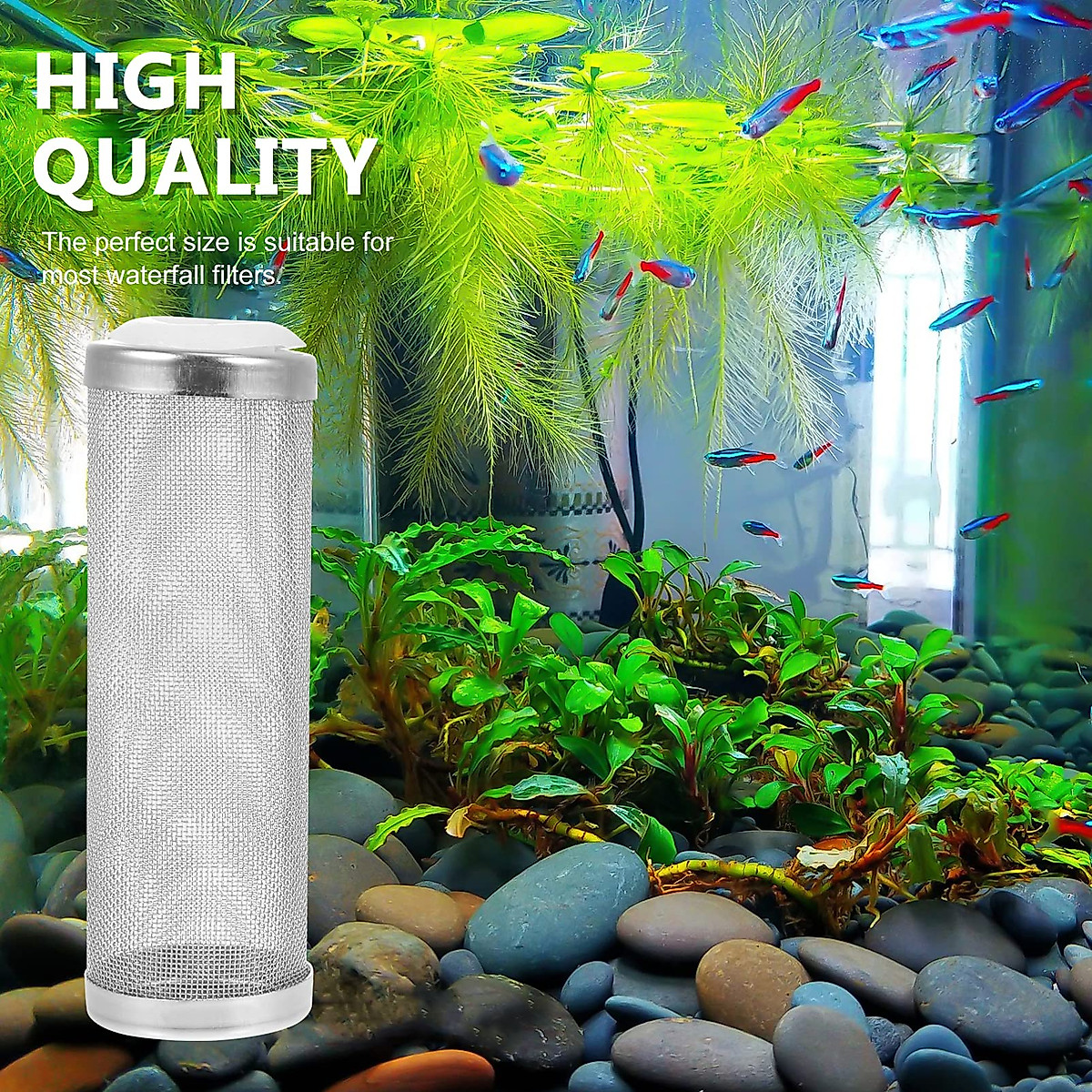 POPETPOP 2pcs Filter Fish Tank Water Inlet Basket Mesh Water Inlet Mesh Cover Aquarium Strainer Mesh Case Strainer Mesh Cover Stainless Strainer Sponge White 304 Network Water Inlet Cover