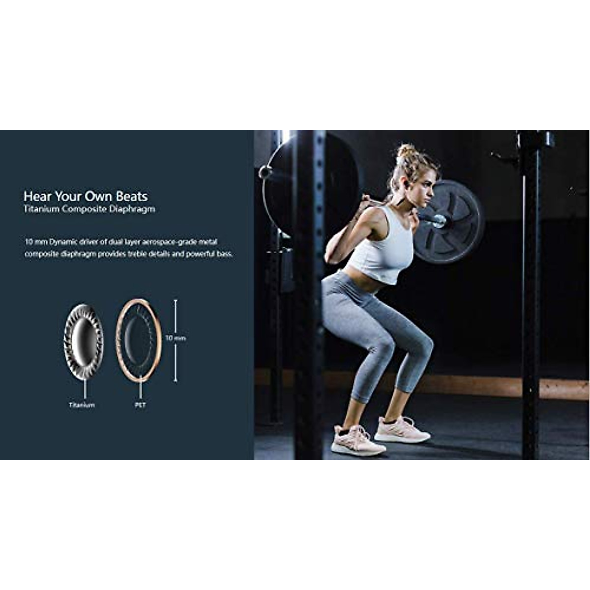 1MORE Vi React In-Ear Headphones Powered by Vi, Bluetooth Sport Wireless Earphones with AAC, IPX6 Waterproof, Lightweight, Secure Fit - Space Gray, 52