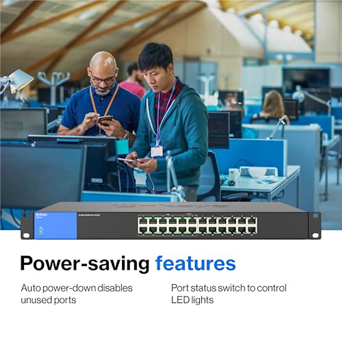 Linksys LGS124P 24 Port Gigabit Unmanaged Network PoE Switch with 12 PoE+ Ports @ 120W for Business, Office, IP Surveillance - Ethernet Switch Hub with Metal Housing