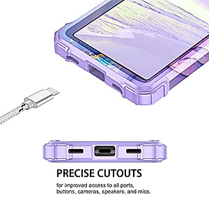 Hekodonk for Google Pixel 6A Case (2022), Heavy Duty Shockproof Protection Hard Plastic+Silicone Rubber Hybrid 3 in 1 Drop Protective Case for Google Pixel 6A Purple Marble