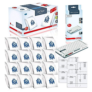 Miele Performance Pack 16 Type GN AirClean 3D Efficiency Genuine FilterBags + Genuine AH50 HEPA Filter + 4 Genuine Pre-Motor Protection Filters