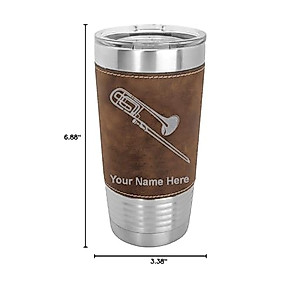 LaserGram 20oz Vacuum Insulated Tumbler Mug, Trombone, Personalized Engraving Included (Faux Leather, Rustic)