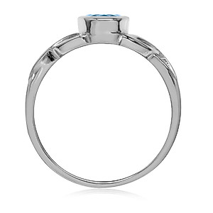 Silvershake Genuine Swiss Blue Topaz White Gold Plated 925 Sterling Silver Triquetra Celtic Knot Ring Jewelry December Birthstone Gemstone Size 10.5