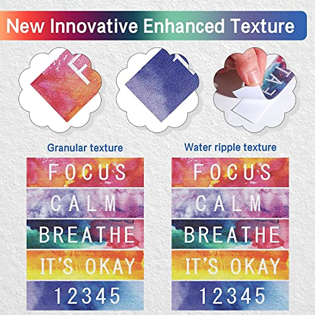 50 Pieces Anxiety Sensory Strips Textured Sensory Strips Tactile Rough Sensory Stickers Adhesive Tactile Fidget Tape Textured Sensory Strips for Desk, Adults Teens Anxiety Relief Toy (Classic Style)