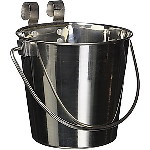 QT Dog Flat Sided Stainless Steel Bucket with Hooks, 2 Quart