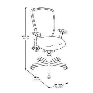Office Star ProGrid Breathable Mesh Manager's Office Chair with Adjustable Seat Height, Multi-Function Tilt Control and Seat Slider, High Back, Coal FreeFlex Fabric