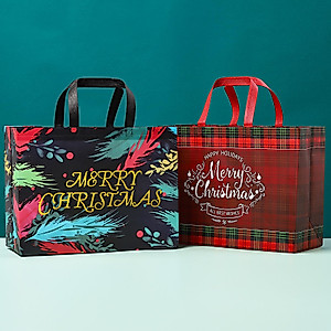 YANGTE Extra Large Christmas Gift Bags 12 Pack Extra Large Gift Bags Jumbo with Handle Reusable Non-Woven XL Xmas Presents Wrapping Holiday Bags Tote Size 16.7 * 6.9 * 12.6in