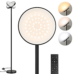Bright Floor Lamp, 2400LM LED Floor Lamp for Living Room, Torchiere Floor Lamps with 2700K-6000K Stepless Dimming, 69" Tall Modern Standing Lamp with Remote & Foot Switch for Bedroom Office