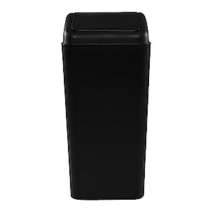 Easymanie 16 L Plastic Garbage Can with Swing Lid, Black Kitchen Slim Trash Can
