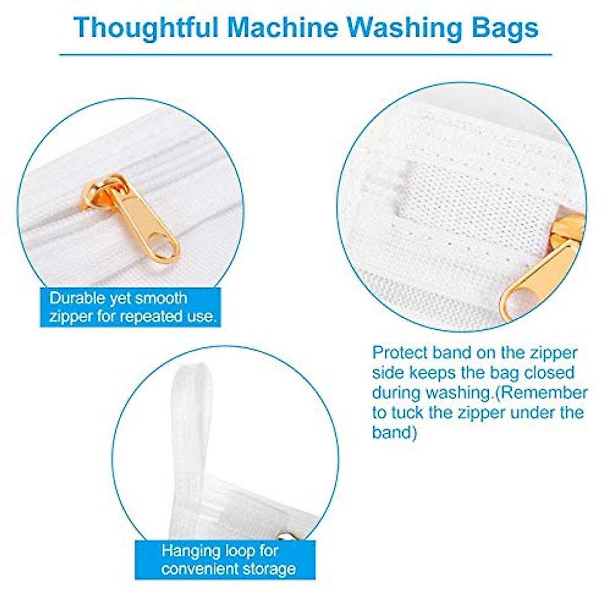 GOGOODA Delicates Laundry Bags, Fine Mesh Wash Bag for Lingerie, Underwear, Bra, Silk, Socks with Hanging Loop