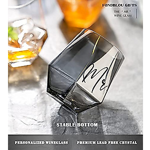 FONDBLOU Wine Glasses Gifts for Mr and Mrs, Wedding Gifts for Bride and Groom, Gifts for Bridal Shower Newlywed Engagement and Anniversary, Couples Gifts for Husband & Wife(12oz*2 Glass)