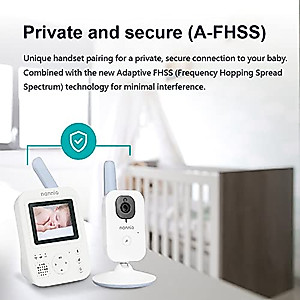nannio Baby Monitor Hero2 Video Baby Monitors with Camera and Audio, Two-Way Talk, Auto Night Vision, Voice Activation, 5 Lullabies, 985ft Range, Long Battery Life, Baby Gifts, 2 Years Warranty