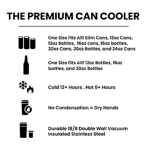Universal Buddy XL Can Cooler by Frost Buddy - Fits 12-ounce, 16-ounce, 20-ounce, and 24-ounce Cans and Bottles - Keep Your Drinks Refreshingly Chilled for over 12 hours Gunmetal Glory