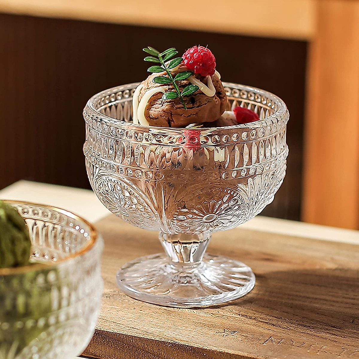 Kingrol 6 Pack Glass Dessert Bowls, 10 oz Mini Trifle Bowls, Glass Serving Bowls for Ice Cream, Fruit, Pudding, Snack, Cereal, Nuts