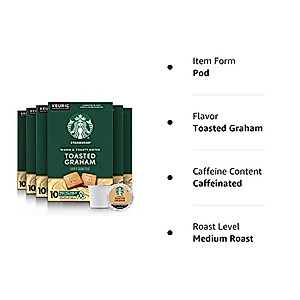 Starbucks Flavored K-Cup Coffee Pods — Toasted Graham for Keurig Brewers — 6 boxes (60 pods total)