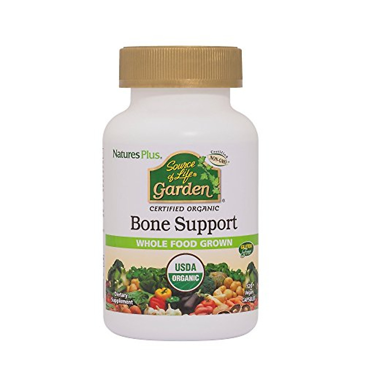 NaturesPlus Source of Life Garden Organic Bone Supplement with AlgaeCal - 1000 mg - Calcium, Magnesium - 120 Vegan Capsules (30 Servings)