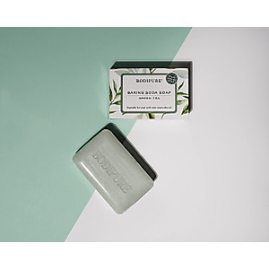Bodipure Green Tea Bar Soap - Refreshing and Moisturizing Soap For Face and Body - With Olive Oil and Baking Soda 4.4 Ounces, 3 Bars