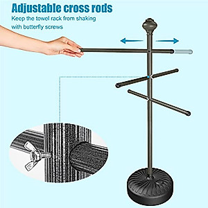 Hestiasko 57" Metal Outdoor Towel Rack for Pool with 3 Adjustable Bars, Hot Tub Accessories for Adults, Upscale Pool Towel Rack - Gray