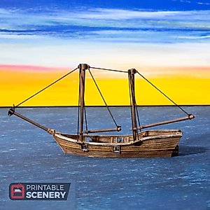 3DEGOS Skiff Ship DND Terrain 28mm for Dungeons and Dragons, D&D, Pathfinder, Warhammer 40k, RPG, Miniature, Tabletop, D and D, Dungeons and Dragons Gifts