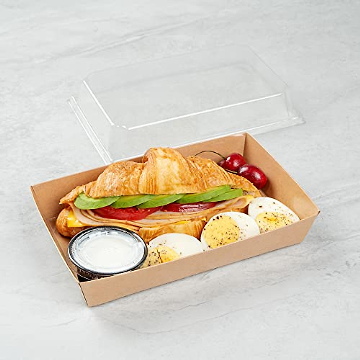 Restaurantware Matsuri Vision 8 x 5 x 1.5 Inch Medium Sushi Trays 100 Greaseproof Sushi Packaging Boxes - Lids Sold Separately Disposable Kraft Paper Sushi Containers For Entrees Or Desserts