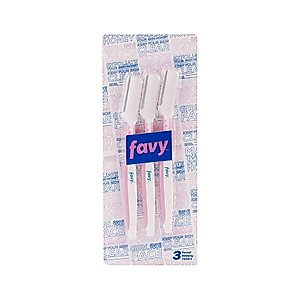 FAVY Facial Beauty Dermaplane Razor – 3 PACK, Multipurpose Skin Exfoliator and Eyebrow Trimmer, Smooth Clear Skin, Flawless Makeup Application, Peach Fuzz Remover, Men and Women Dermaplaning Tool