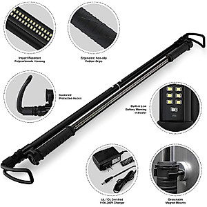 NEIKO 40447A Rechargeable Cordless Underhood Work Light, 202 SMD LED Light Bar with Max 1,200 Lumens, Li-Ion Battery, and 2 Brightness Modes