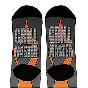 ThisWear Manly Birthday Gifts for Dad Grill Master Accessories BBQ Lover Gifts 1-Pair Novelty Crew Socks