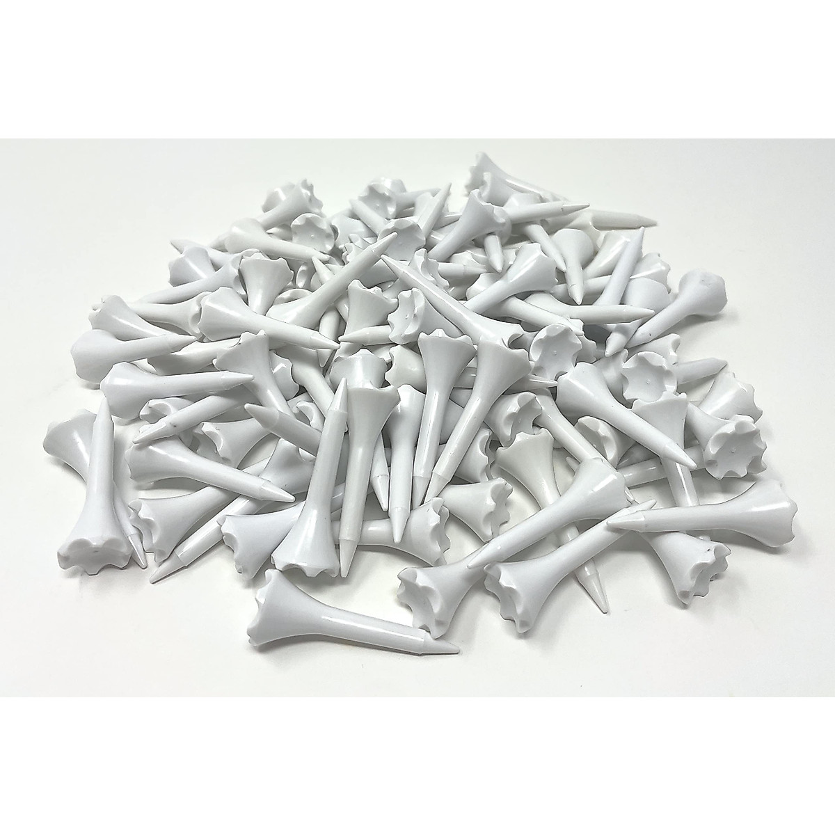 NorthPointe Plastic Golf Tees – 3 ¼” White with Black Stripes 100 Count Bundled with 1 ½” Plastic Golf Tees 100 Count – Short Tees for Irons, Par Threes, Hybrids, and Driving Range