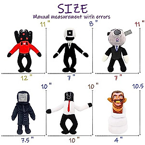 Perkitok 6PCS Skibidi Toilet Plush, 11" Titan Speakerman PlushiesToys for Fans and Friends Beautifully Plush Doll Collectible Gifts