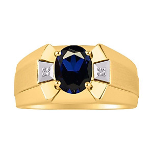 Rylos Classic Oval Blue Sapphire & Diamond Ring - September Birthstone*