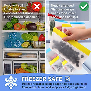 16Pack Reusable Food Storage Bags,Leakproof Reusable Freezer Bags,Extra Thick Reusable Silicone Bags BPA Free PEVA for Marinate Food Lunch Travel Items (4 Gallon Bags+6 Sandwich Bags+6 Snack Bags)